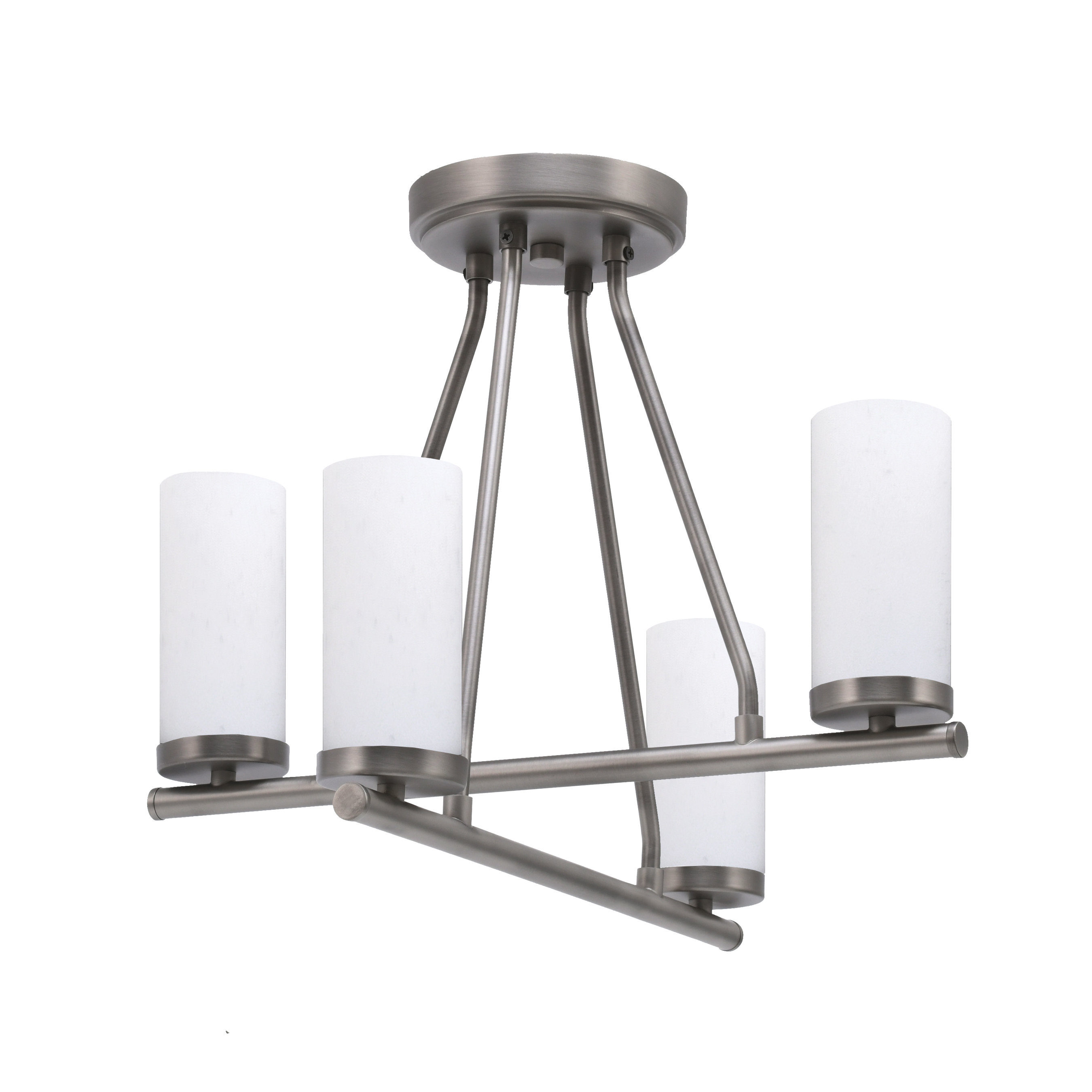 Latitude Run® Trinity 4 Light Semi-Flush Shown With 2.5" White Muslin Glass | Wayfair
